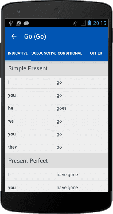 English Verb Conjugator for iOS and Android