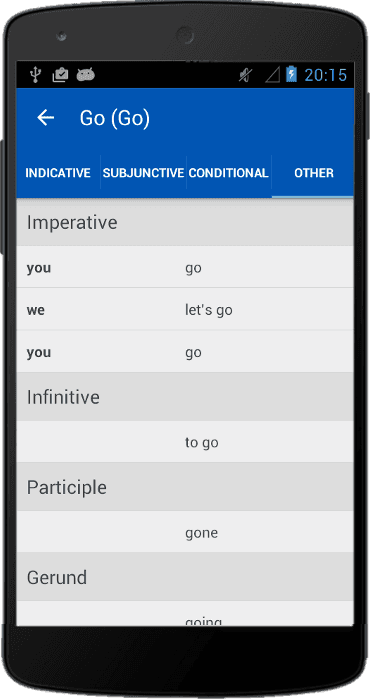 English Verb Conjugator for iOS and Android
