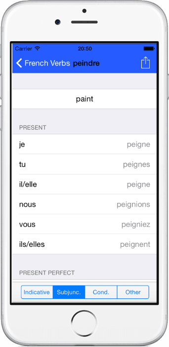 French Verb Conjugator for iOS and Android