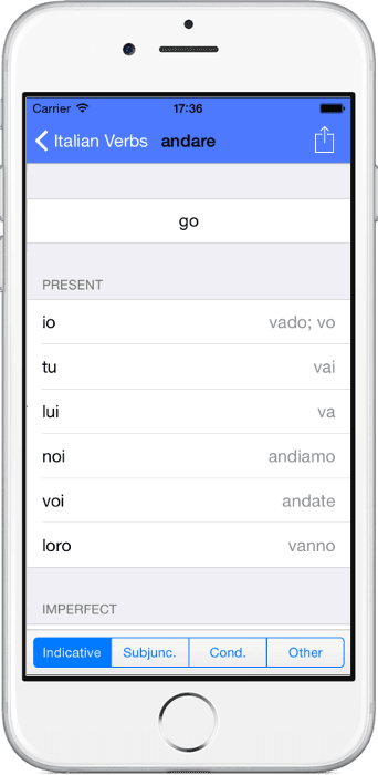 Italian Verb Conjugator for iOS and Android
